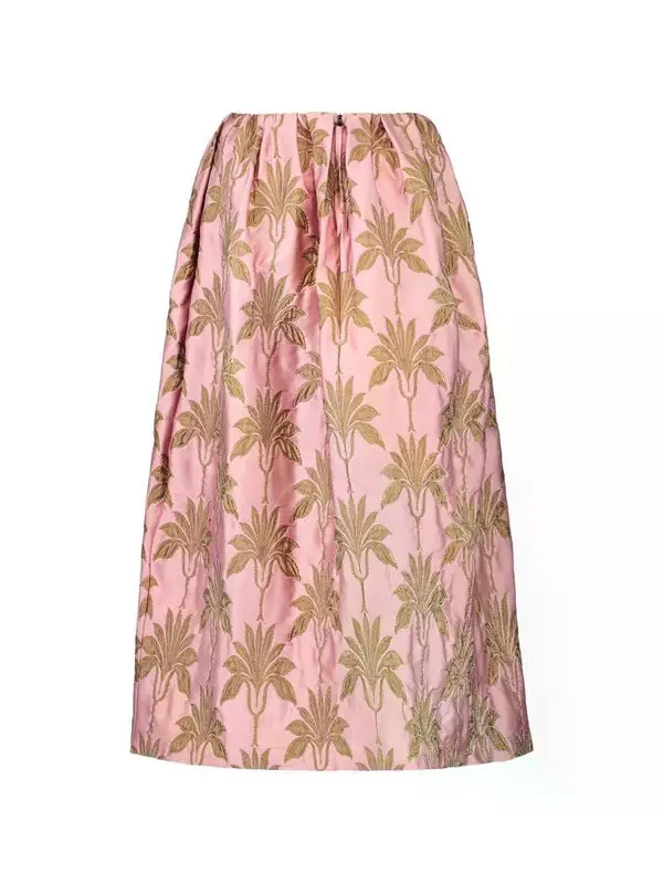 ODEEH Floral A-line Midi Skirt