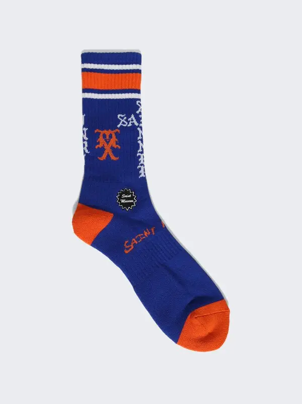 SAINT MXXXXXX Logo Crew Socks - Blue