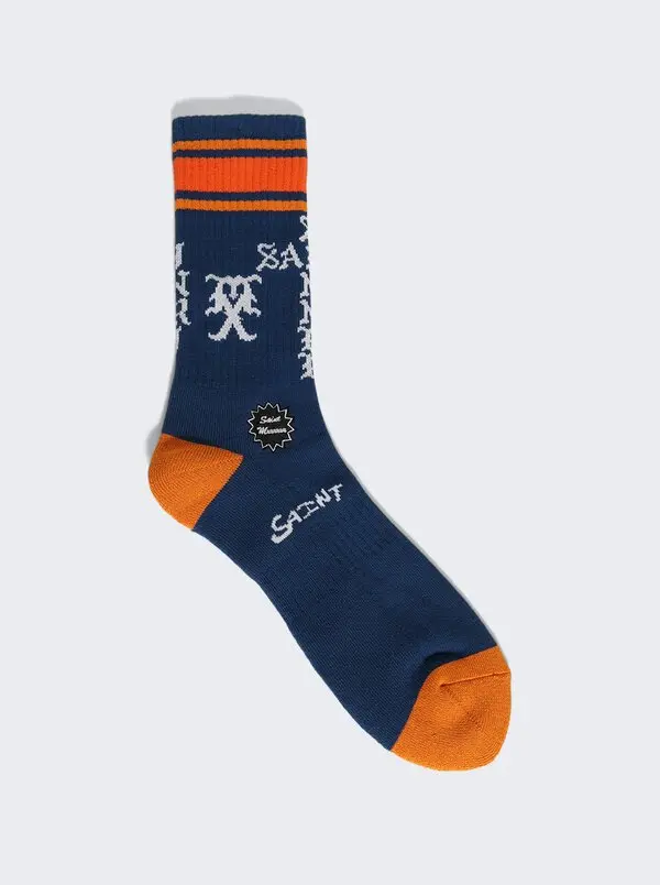 SAINT MXXXXXX Logo Crew Socks - Blue