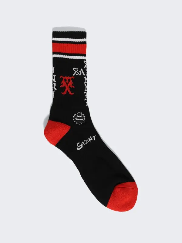 SAINT MXXXXXX Logo Crew Socks - Black