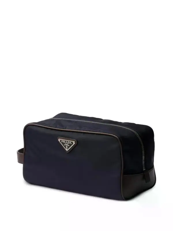 Prada Leather-trimmed Logo Plaque Wash Bag