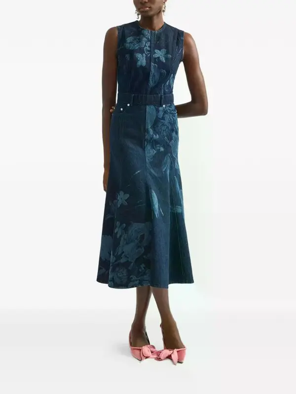 Erdem Floral Sleeveless Midi Dress - Blue