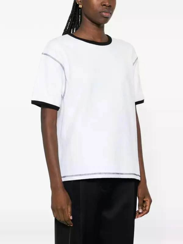 AYA MUSE Waffle Trimmed T-shirt - White