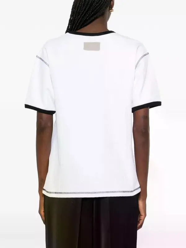 AYA MUSE Waffle Trimmed T-shirt - White