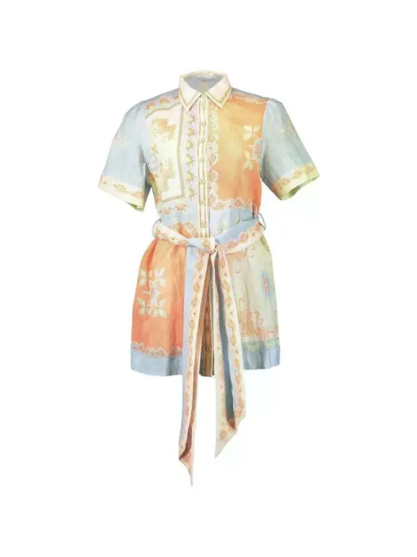KATE FORD Floral Print Shirt Dress