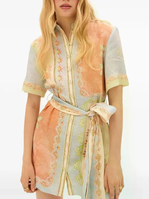 KATE FORD Floral Print Shirt Dress