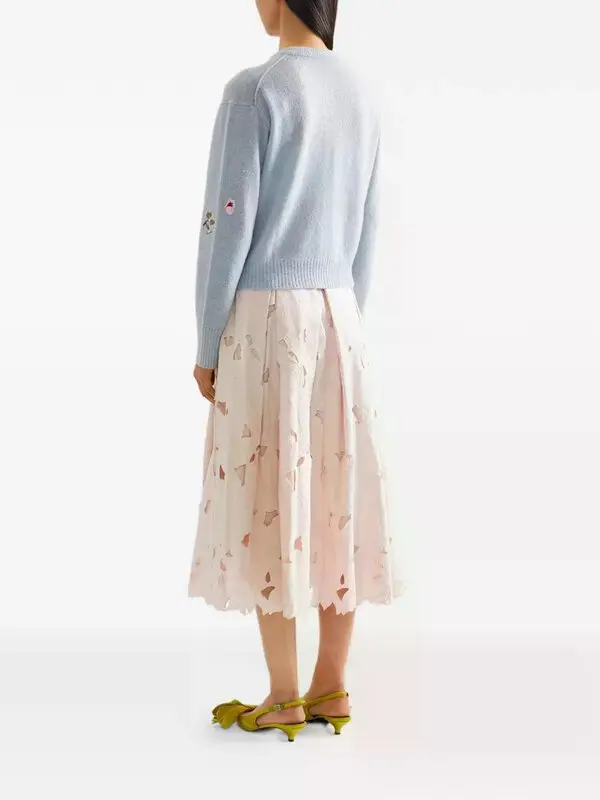 Erdem Floral-embellished Crew-neck Cardigan - Blue