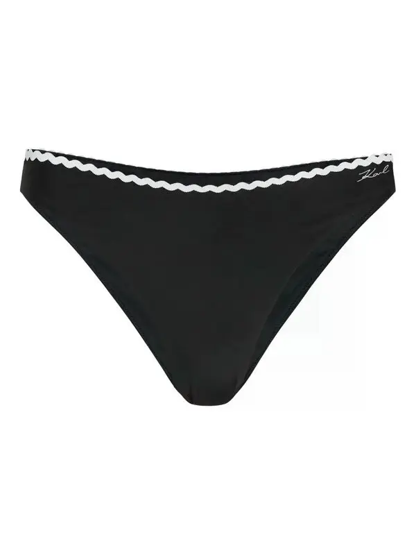 Karl Lagerfeld Scallop-trim Bikini Bottom - Black