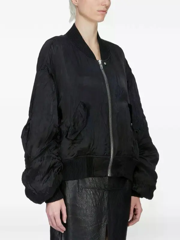 Rick Owens Ruched Bomber Jacket - Black