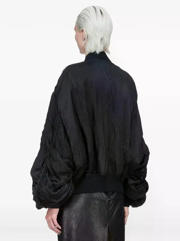 Rick Owens Ruched Bomber Jacket - Black