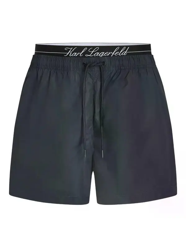 Karl Lagerfeld Double-waistband Swim Shorts - Blue