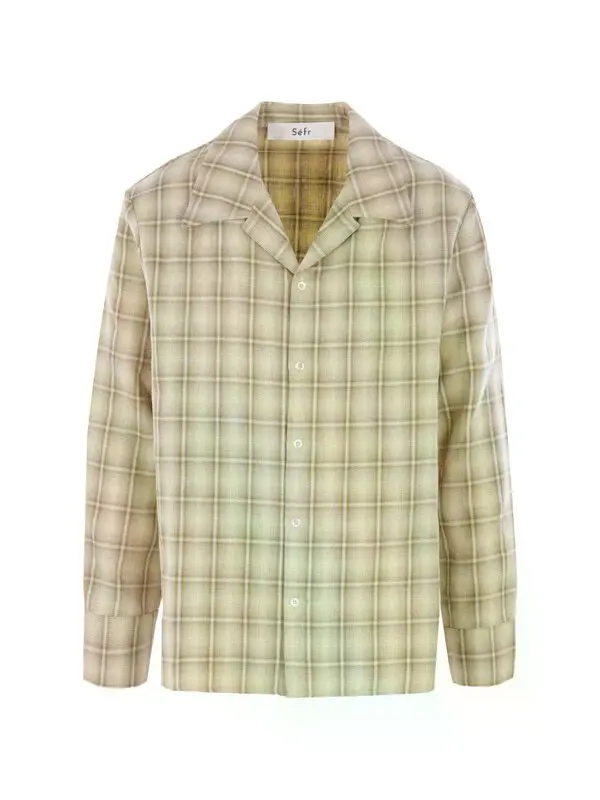 Séfr Ignacio Notched Collar Checked Shirt - Neutrals