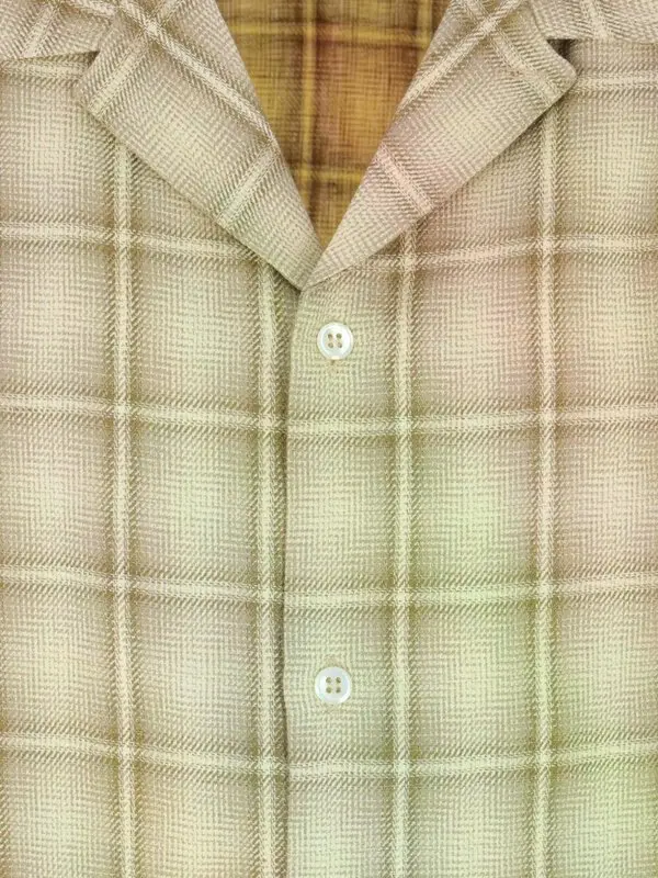 Séfr Ignacio Notched Collar Checked Shirt - Neutrals