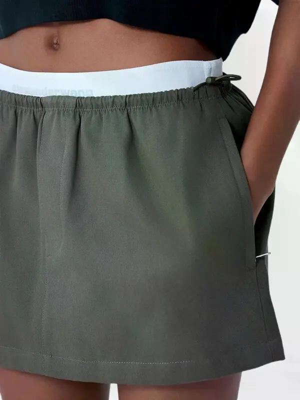 Alexander Wang Logo Elasticated-waistband Mini Skirt - Green