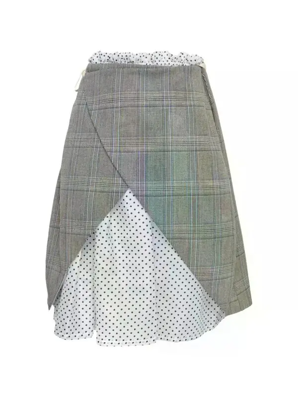 PUSHBUTTON Checked-overlay Polka-dot Skirt