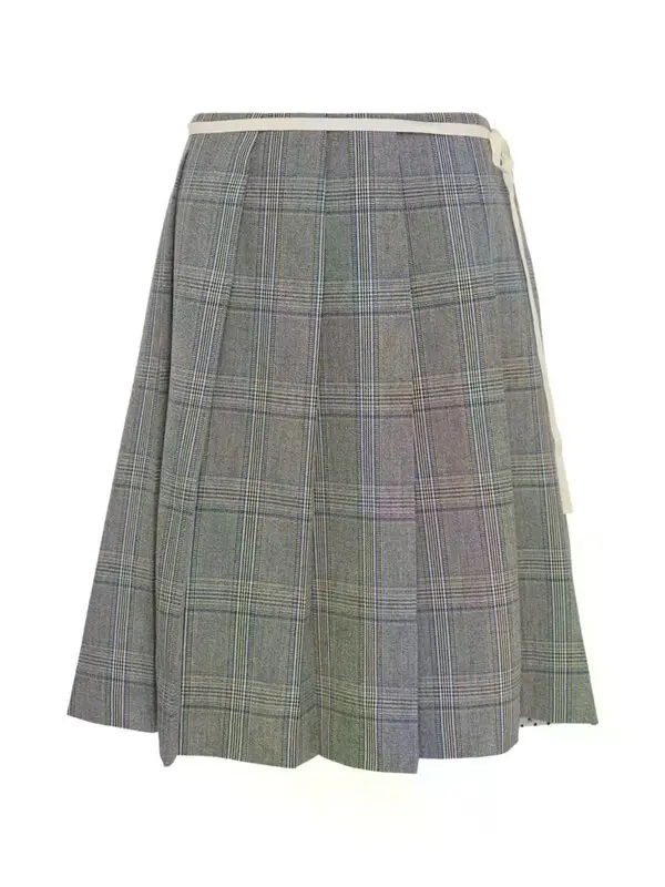 PUSHBUTTON Checked-overlay Polka-dot Skirt