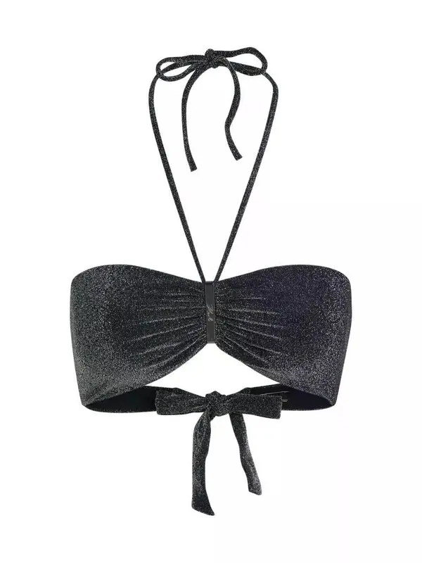 Karl Lagerfeld Metallic Bandeau Bikini Top - Black