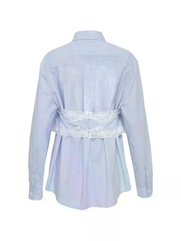 PUSHBUTTON Lace-trim Striped Shirt