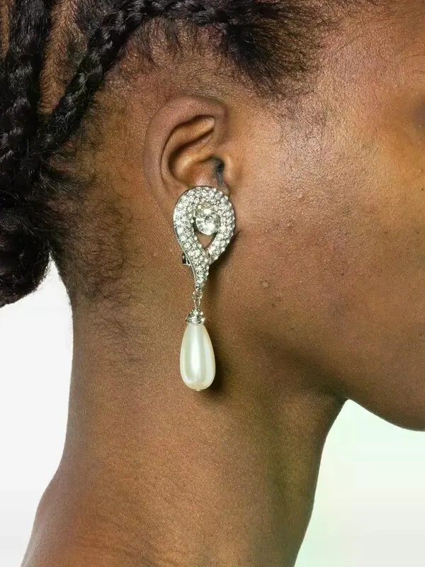 Alessandra Rich Faux-pearl Earrings - Silver