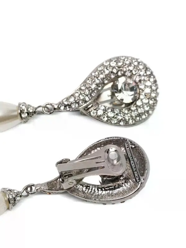 Alessandra Rich Faux-pearl Earrings - Silver