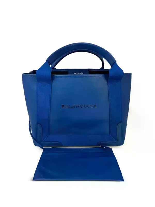 Balenciaga Calfskin Tote Bag With Removable Pouch - Blue