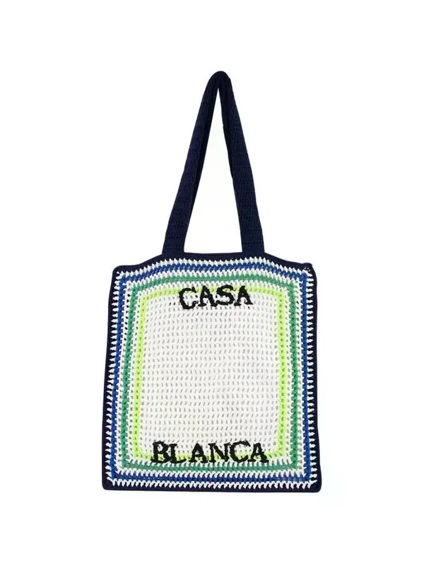 Casablanca Stripe Crochet Shoulder Bag - Blue