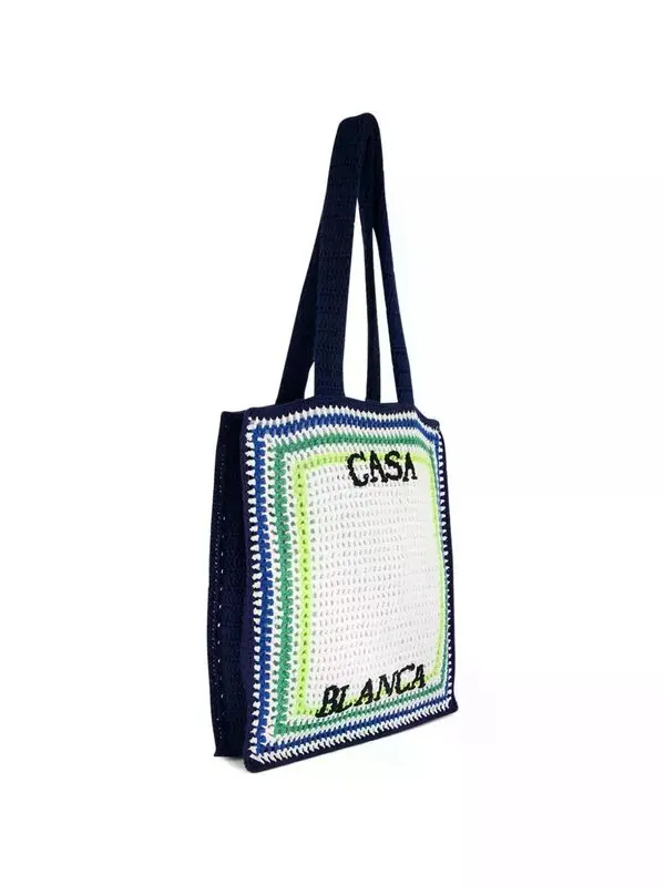 Casablanca Stripe Crochet Shoulder Bag - Blue