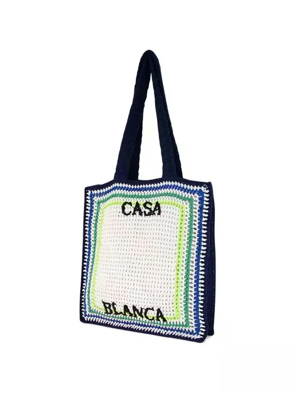 Casablanca Stripe Crochet Shoulder Bag - Blue