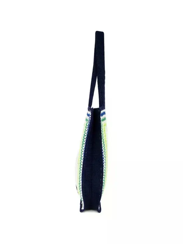 Casablanca Stripe Crochet Shoulder Bag - Blue