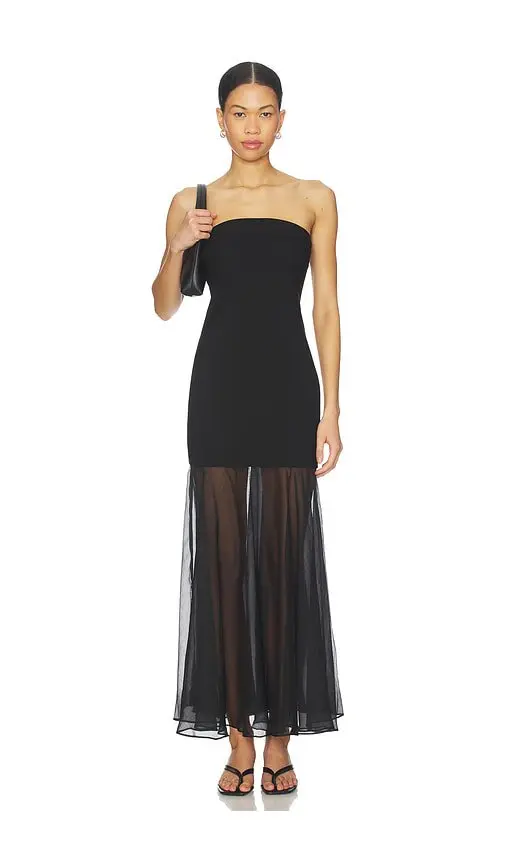 Astr The Label Lizet Strapless Sheer Maxi Dress