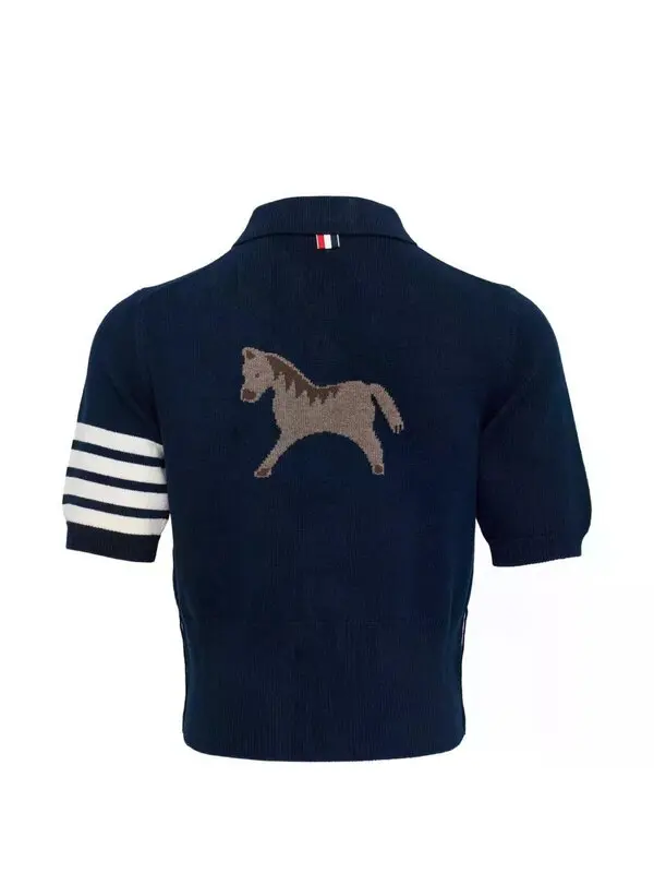 Thom Browne Horse-intarsia Polo Shirt - Blue