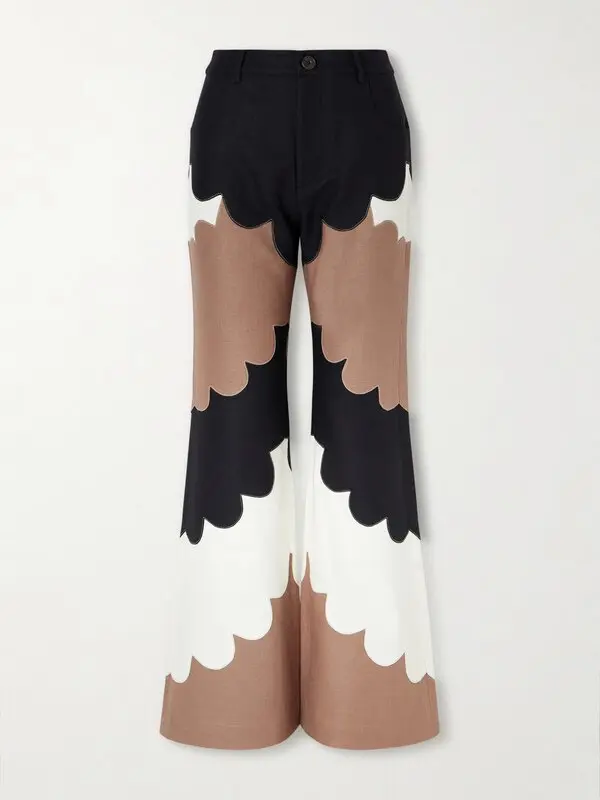 Alix Of Bohemia Bunny Cedar Patchworked Silk Flared Pants