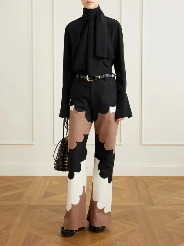 Alix Of Bohemia Bunny Cedar Patchworked Silk Flared Pants