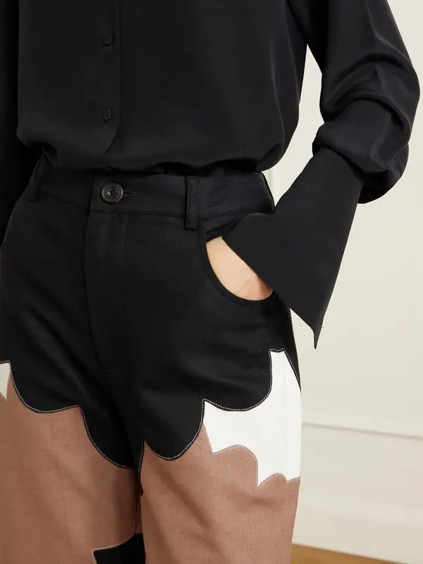 Alix Of Bohemia Bunny Cedar Patchworked Silk Flared Pants