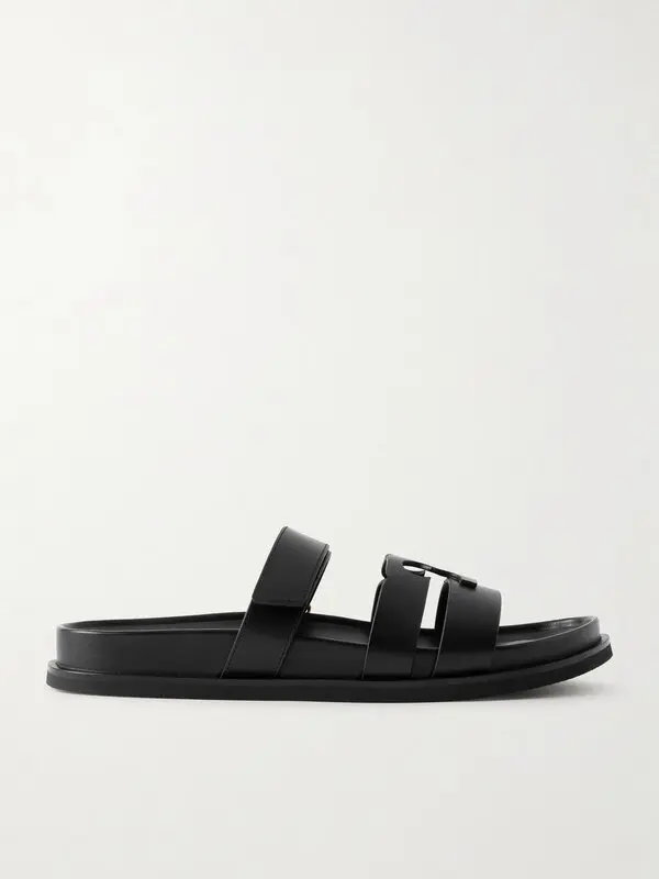 Tory Burch Ines Sport Leather Slides - Black