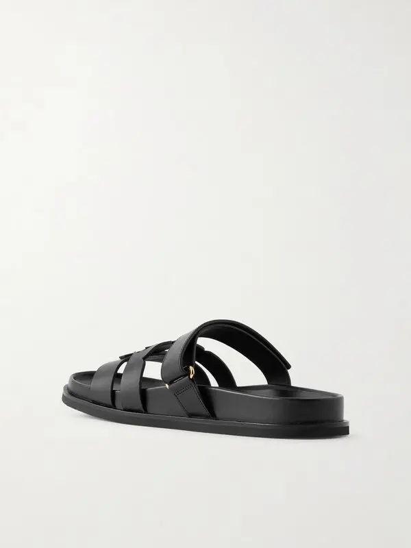 Tory Burch Ines Sport Leather Slides - Black