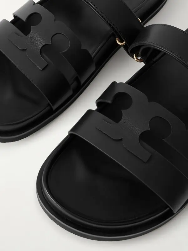 Tory Burch Ines Sport Leather Slides - Black