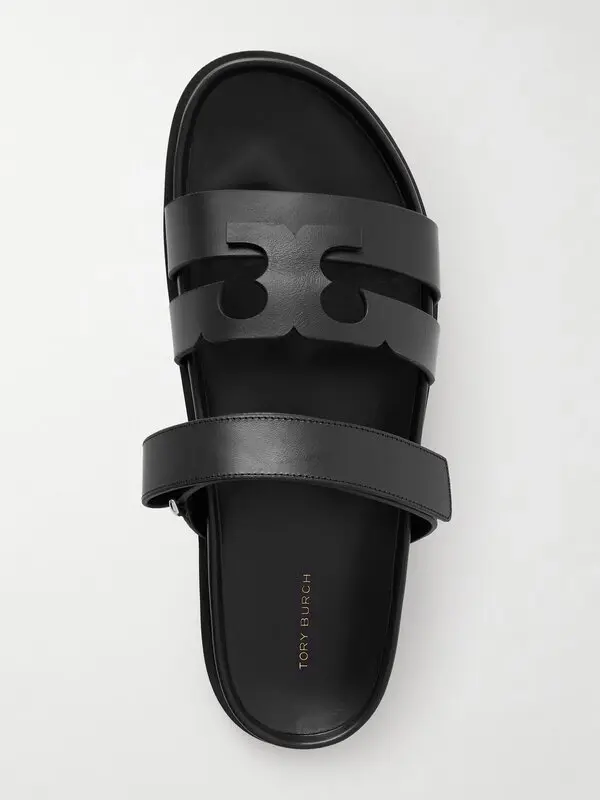 Tory Burch Ines Sport Leather Slides - Black