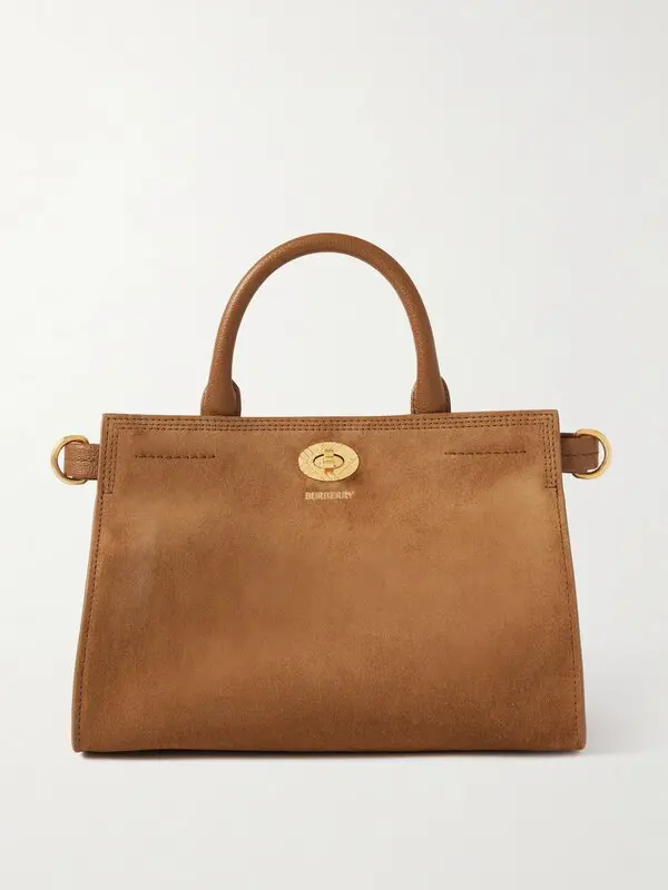 Burberry Leather-trimmed Suede Tote - Brown