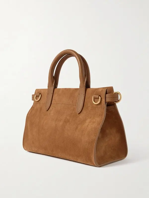 Burberry Leather-trimmed Suede Tote - Brown