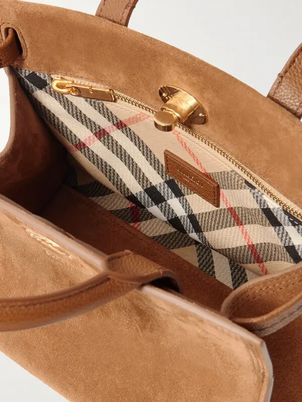 Burberry Leather-trimmed Suede Tote - Brown