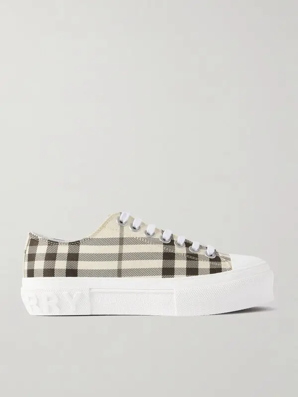 Burberry Checked Canvas Sneakers - Neutrals