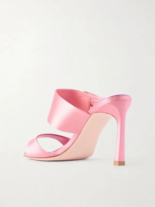 ROGER VIVIER Trompette 85 Crystal-embellished Satin Mules - Pink