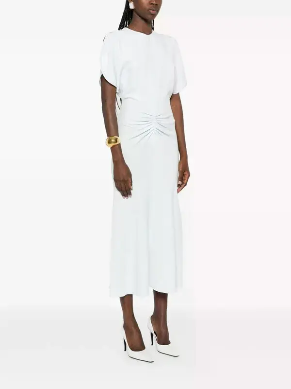 Victoria Beckham Gathered-waist Midi Dress - Blue