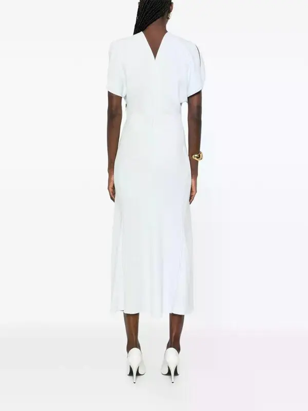 Victoria Beckham Gathered-waist Midi Dress - Blue