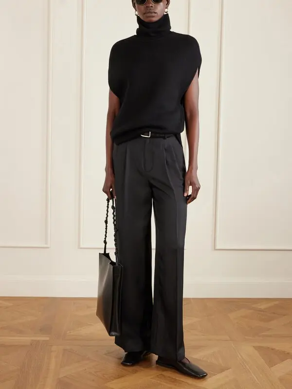 LISA YANG Pleated Silk-twill Wide-leg Pants