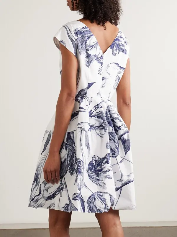 Erdem Floral-print Cotton-poplin Mini Dress - Neutrals