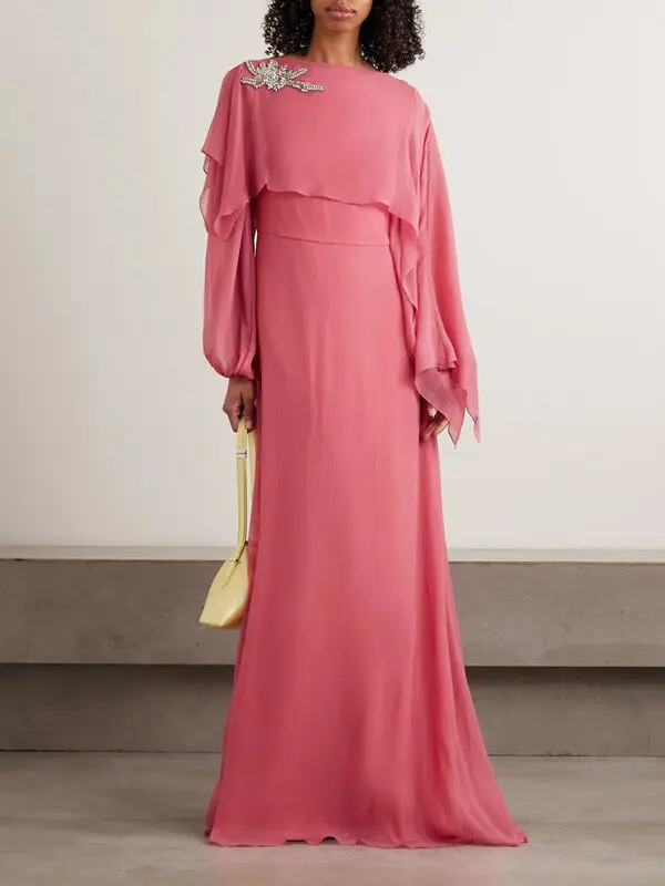 Erdem Cape-effect Embellished Gown