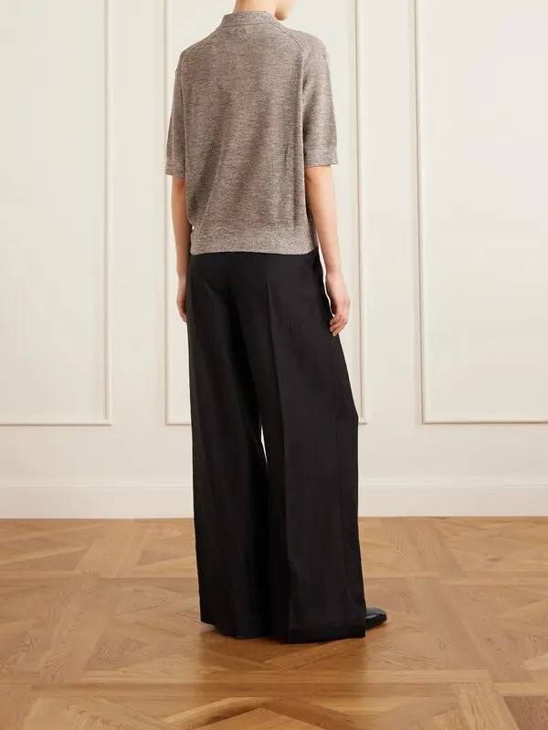 Brunello Cucinelli Metallic-knit Polo Shirt