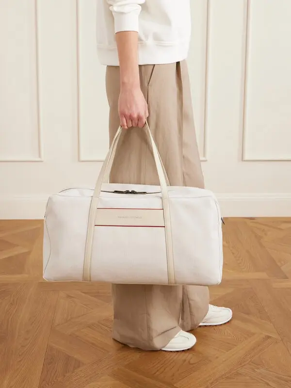 Brunello Cucinelli Leather-trimmed Canvas Duffle Bag - Neutrals